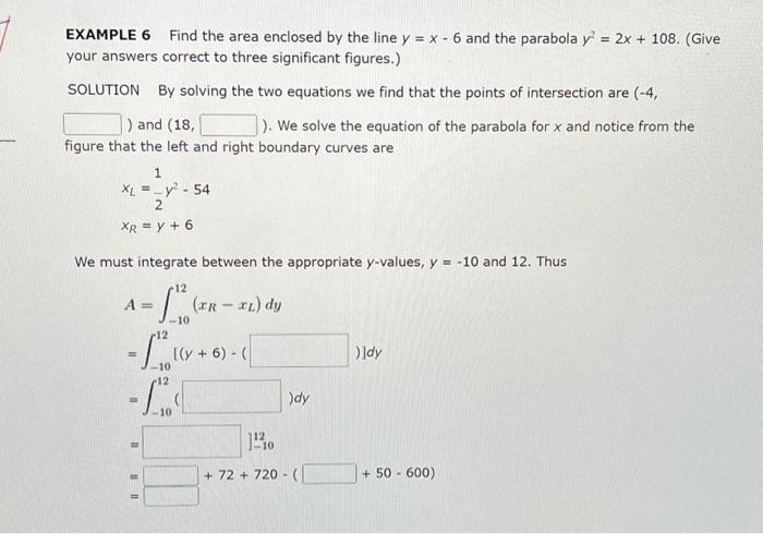 Solved EXAMPLE 6 Find the area enclosed by the line y=x−6 | Chegg.com