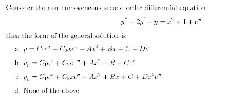 Solved Consider the non homogeneous second order | Chegg.com