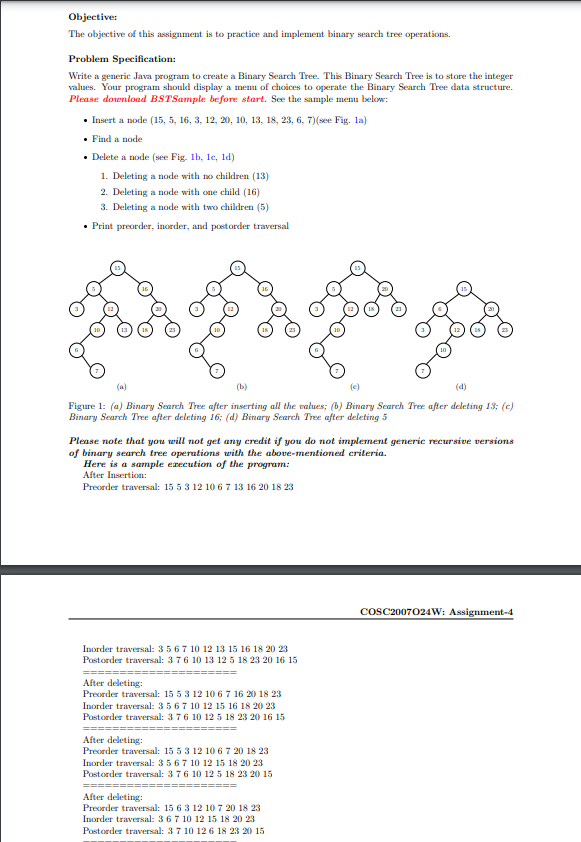 Solved Write a generic Java program to create a Binary | Chegg.com