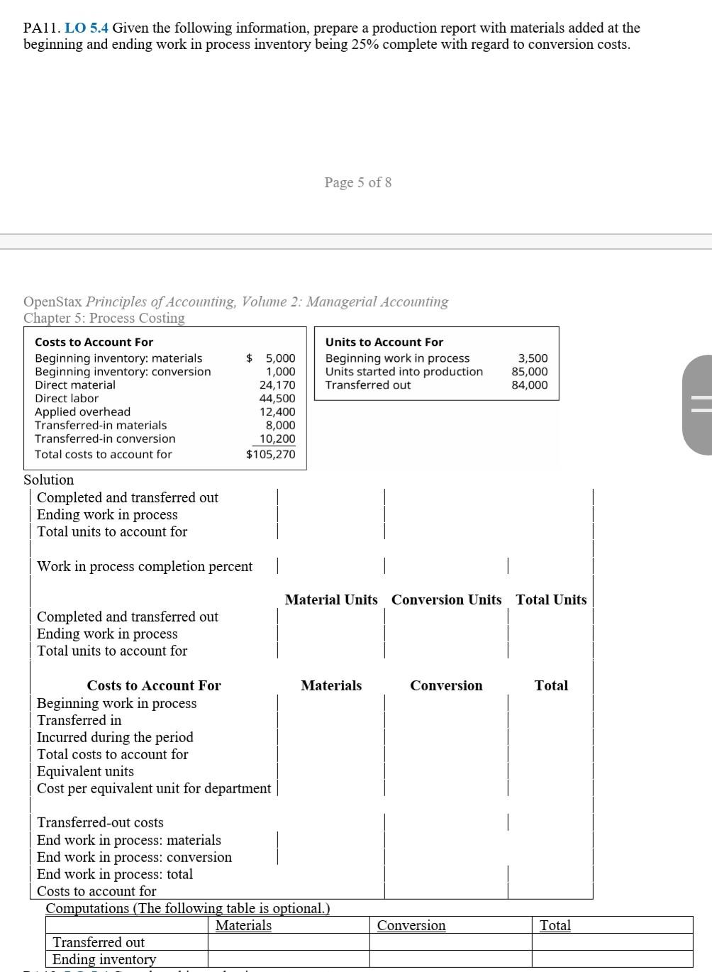 Solved PA11 LO 5 4 Given The Following Information Prepare Chegg