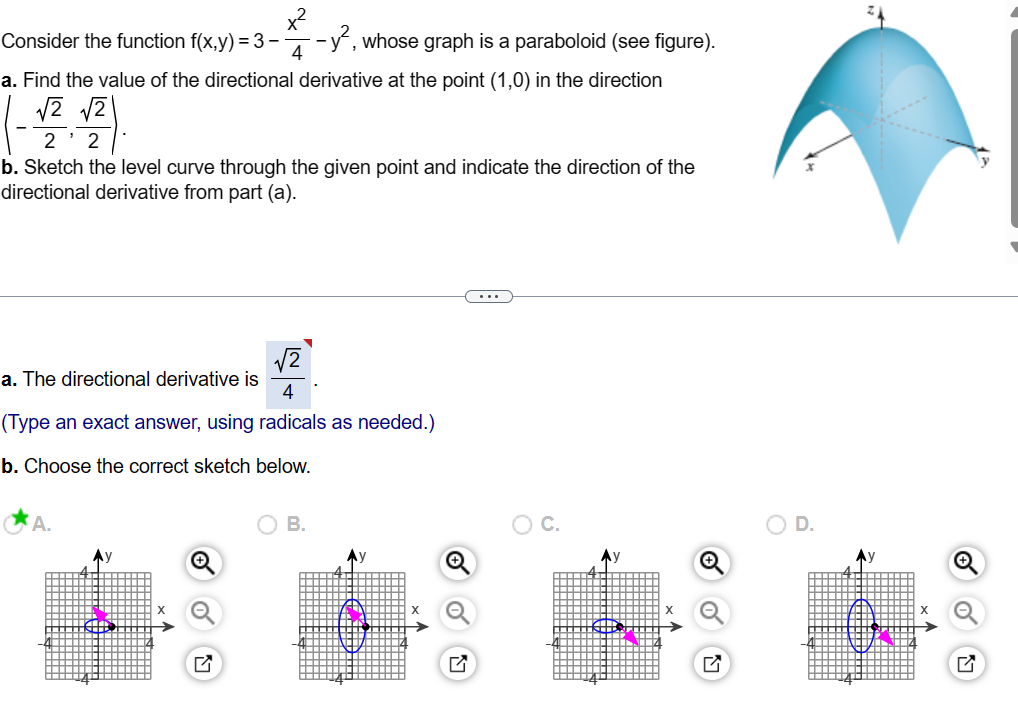 Solved A the Directional Derivative Is 224 Type An Exact