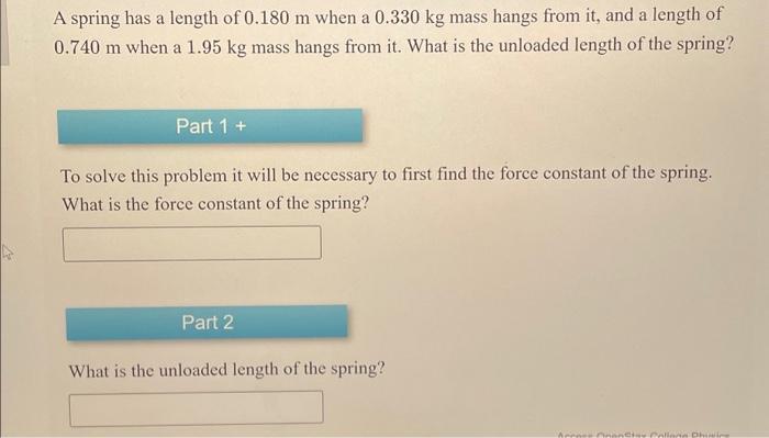 Solved A spring has a length of 0.180 m when a 0.330 kg mass | Chegg.com