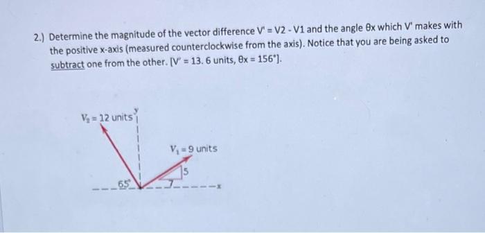Solved 2.) Determine the magnitude of the vector difference | Chegg.com