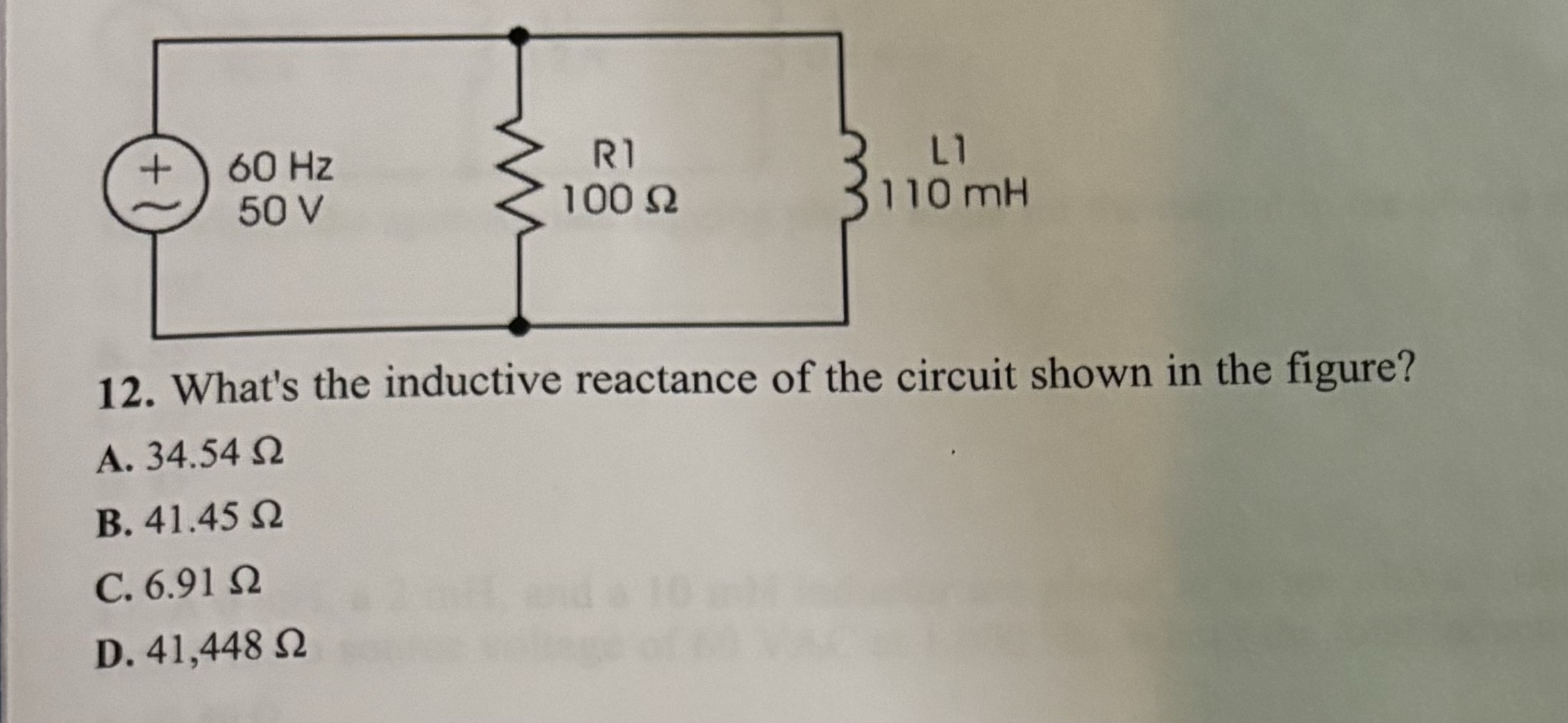 Solved What's the inductive reactance of the circuit shown | Chegg.com