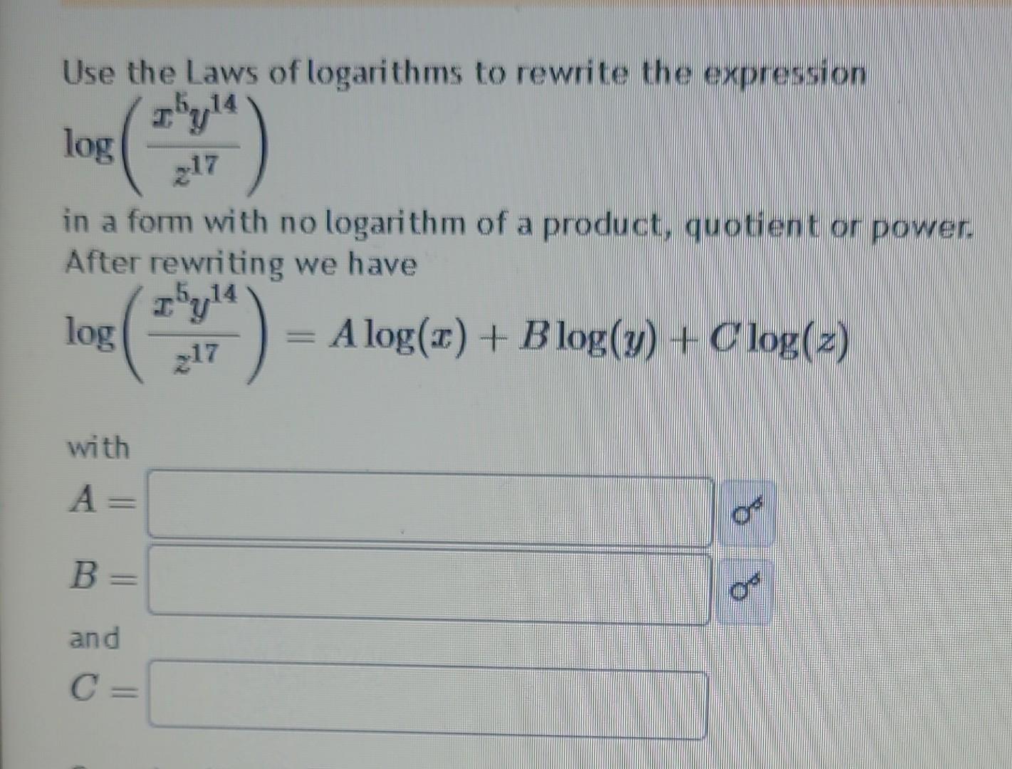 Solved Use the Laws of logarithms to rewrite the expression | Chegg.com