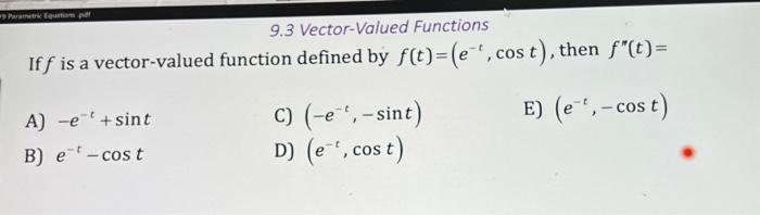 Solved #9 Parametric Equations pdf 9.3 Vector-Valued | Chegg.com