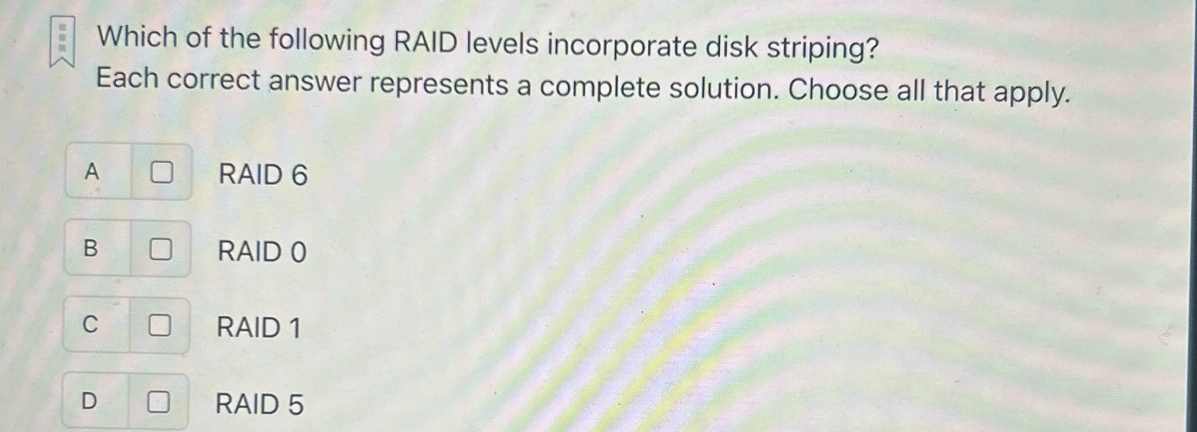 Solved Which of the following RAID levels incorporate disk | Chegg.com