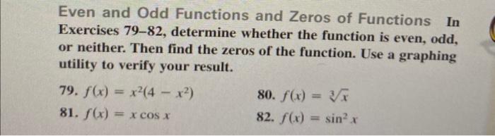 Solved Even and Odd Functions and Zeros of Functions In | Chegg.com