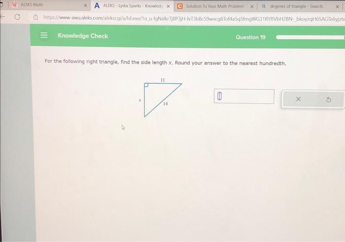 For the following right triangle, find the side | Chegg.com