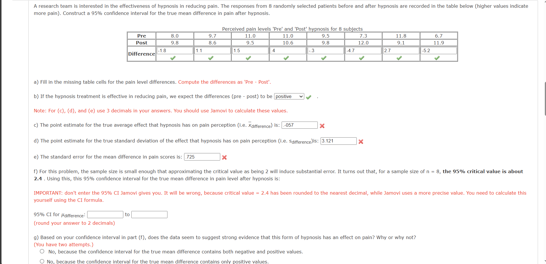 Solved more pain). ﻿Construct a 95% ﻿confidence interval for | Chegg.com