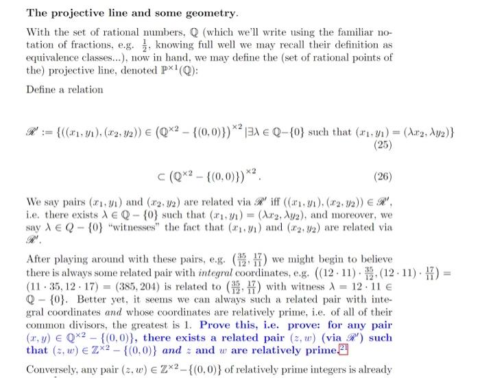 The projective line and some geometry. With the set | Chegg.com
