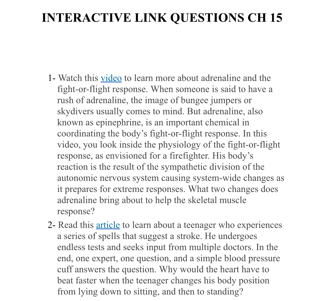 Solved INTERACTIVE LINK QUESTIONS CH 151- ﻿Watch this video | Chegg.com
