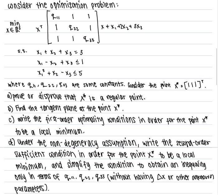 Solved consider the optimization problemi 1 1 min 1 XT XER | Chegg.com