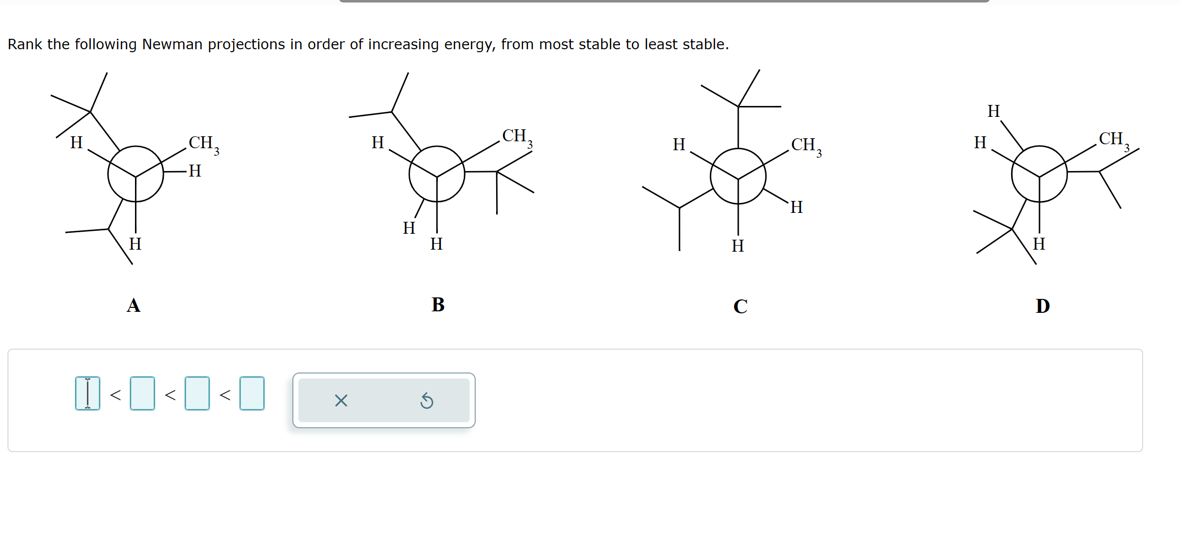 Solved Rank the following Newman projections in order of | Chegg.com