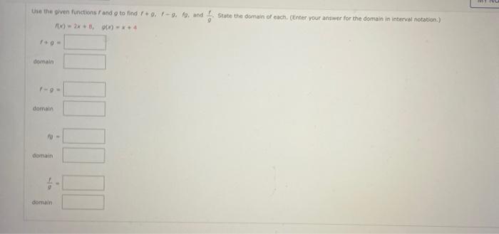 Solved Wse the given functions f and g to lind r+0,f=9,f9. | Chegg.com