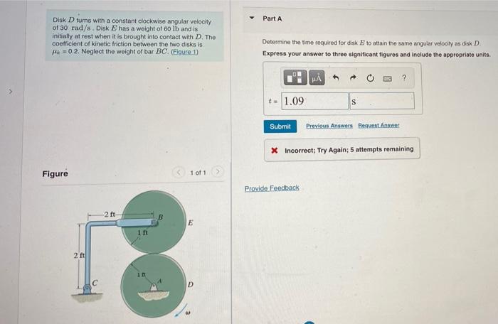 Solved Part A Disk D tums with a constant clockwise angular | Chegg.com