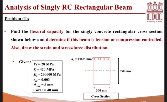 Solved Analysis of Singly RC Rectangular Beam Problem (1): | Chegg.com
