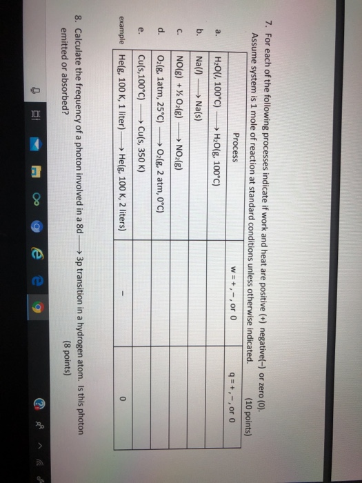 Solved 7. For each of the following processes indicate if | Chegg.com
