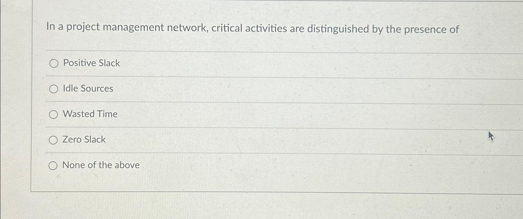 Solved In a project management network, critical activities | Chegg.com