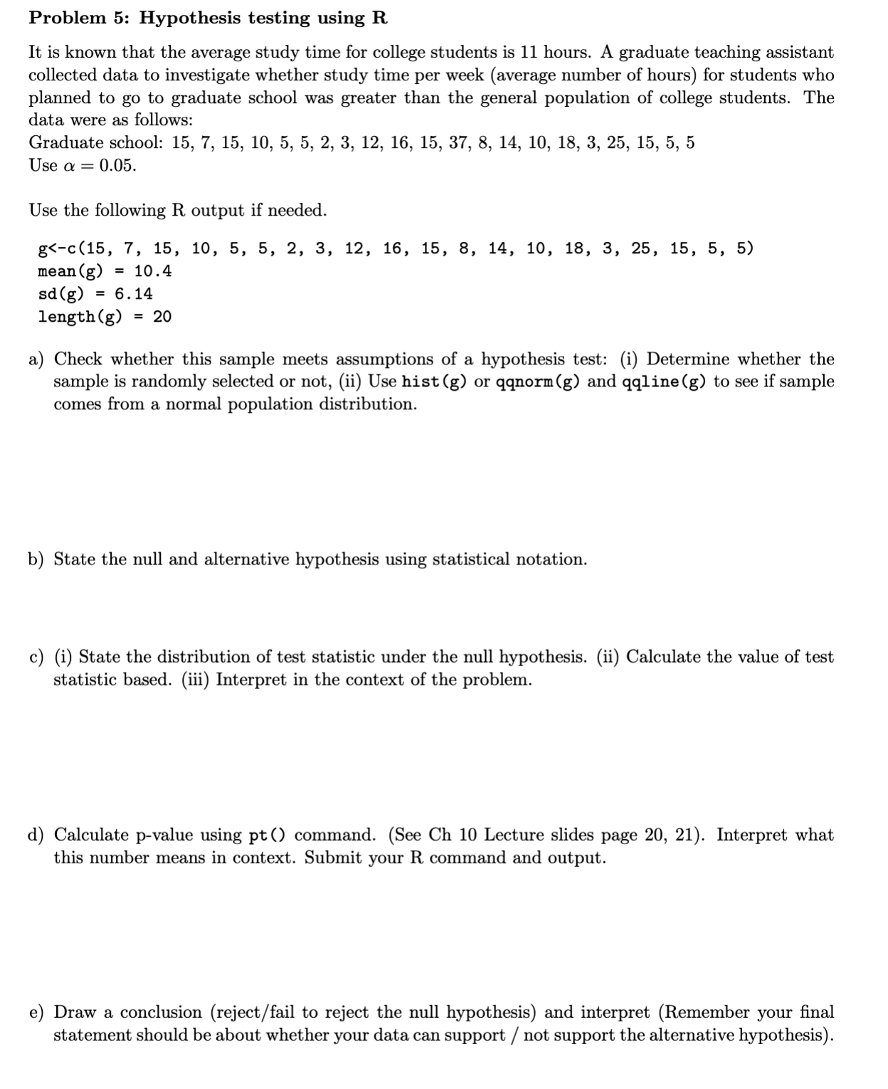 Solved Problem 5 Hypothesis Testing Using Rit Is Known That