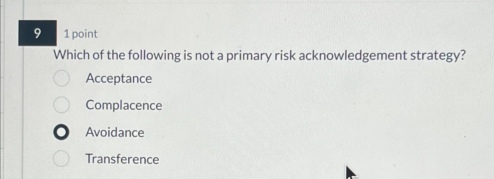 Solved 91 ﻿pointWhich of the following is not a primary risk | Chegg.com