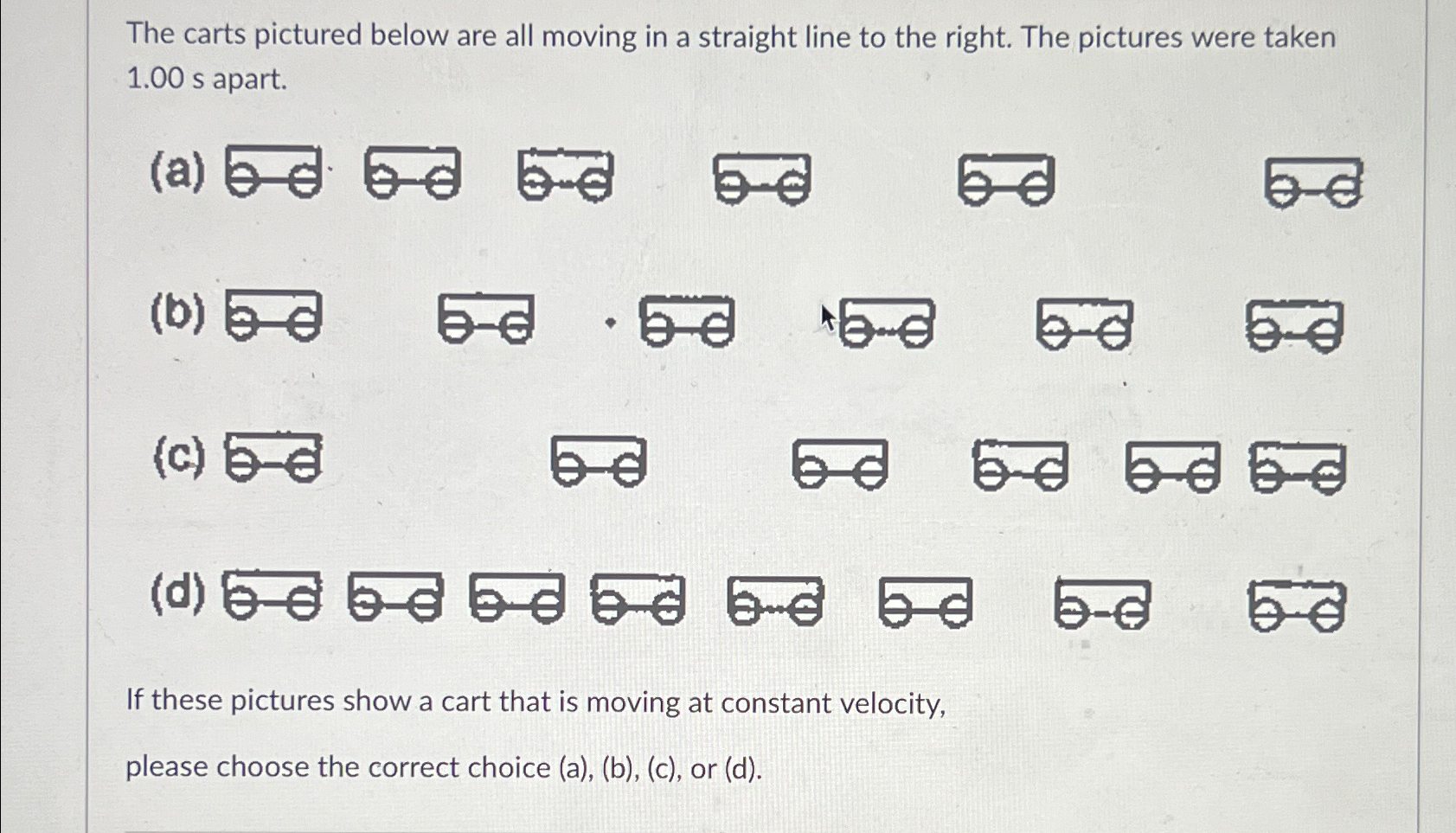Solved The carts pictured below are all moving in a straight | Chegg.com