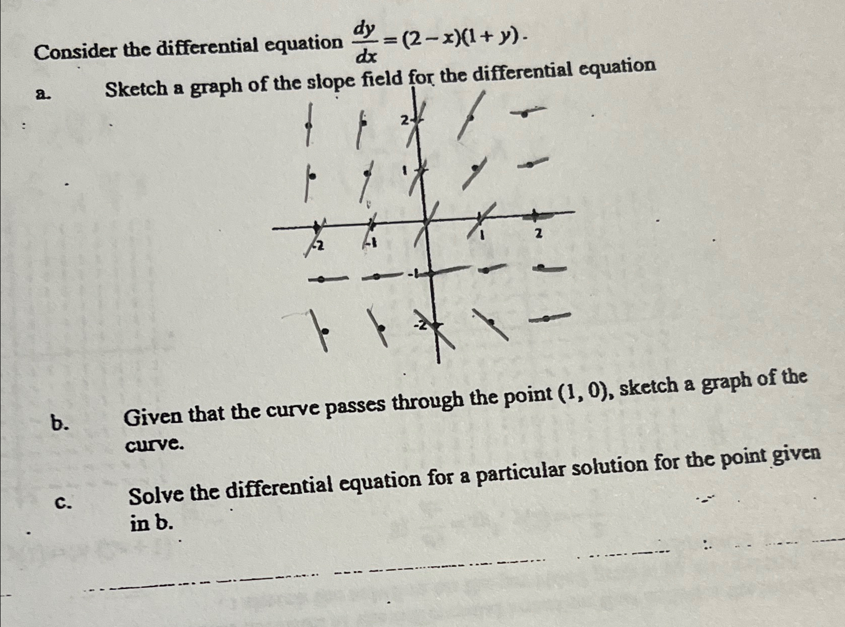 Solved Consider the differential equation dydx=(2-x)(1+y).a. | Chegg.com