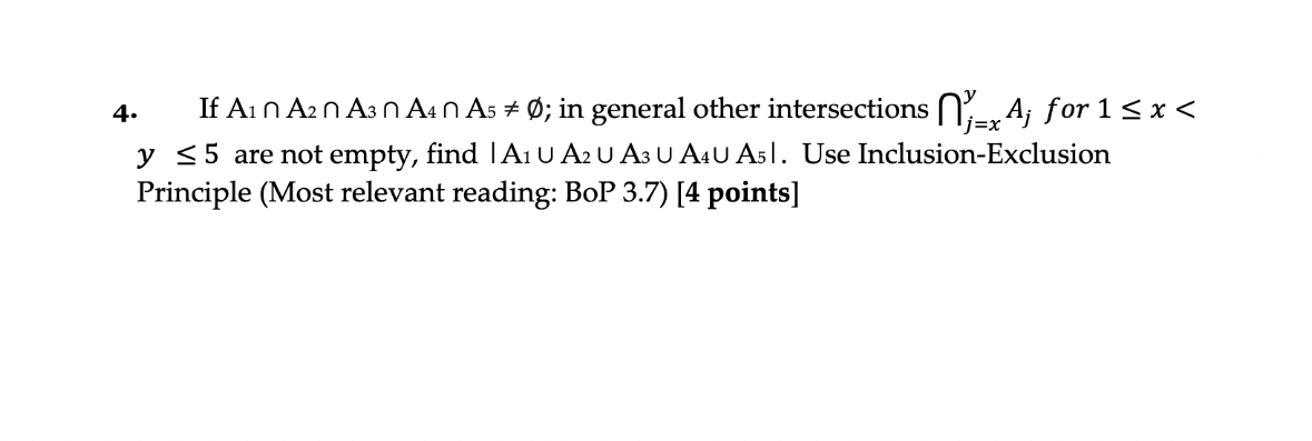 Solved If A1∩A2∩A3∩A4∩A5≠O?; in general other intersections | Chegg.com