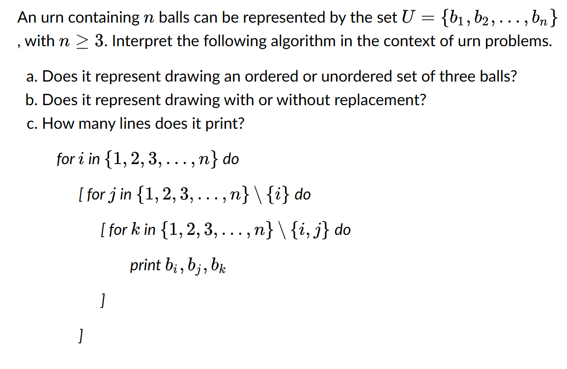 Solved An ﻿urn containing n ﻿balls can be ﻿represented by | Chegg.com