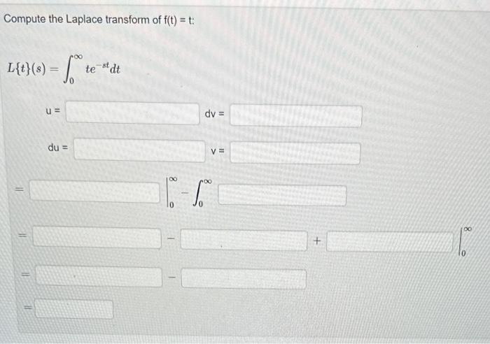 Solved Compute the Laplace transform of f(t)=t : | Chegg.com