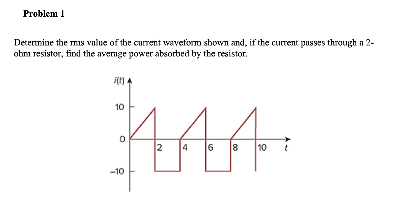 Solved Problem 1Determine the rms value of the current | Chegg.com