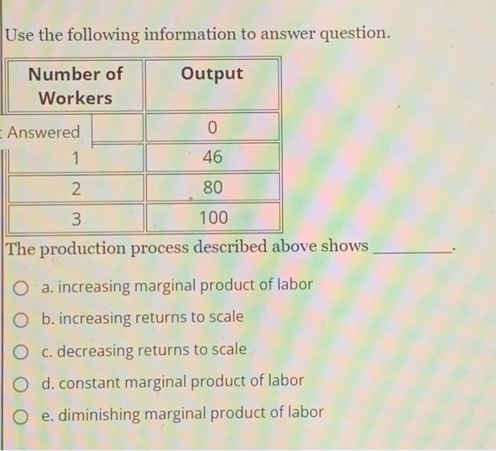 Solved Use the following information to answer question. | Chegg.com