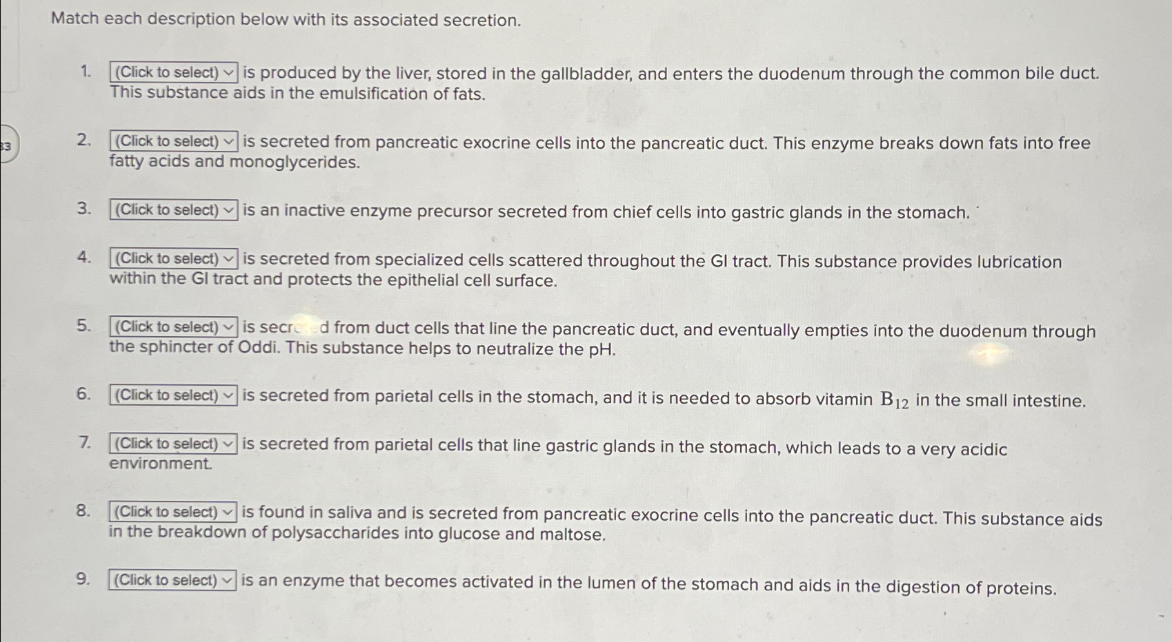 Solved Match each description below with its associated | Chegg.com