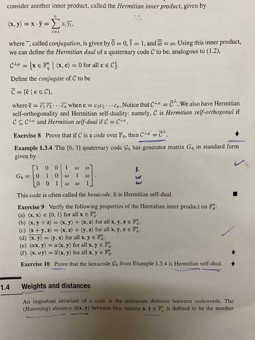 Solved consider another inner product, called the Hermitian | Chegg.com