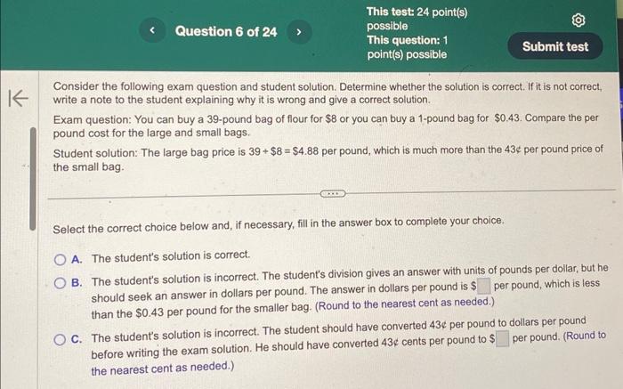 Solved Consider the following exam question and student | Chegg.com