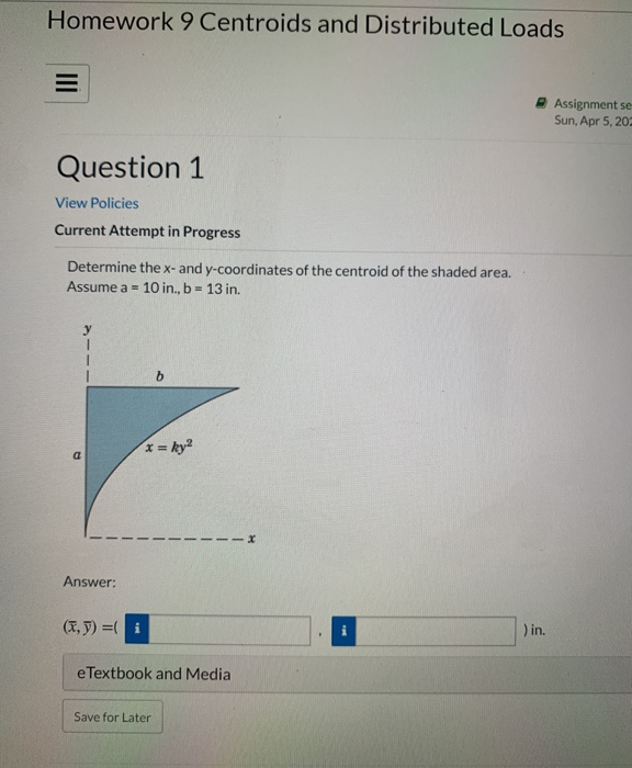 Solved Homework 9 Centroids and Distributed Loads Assignment | Chegg.com