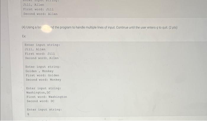 Solved (1) Prompt the user for a string that contains two | Chegg.com