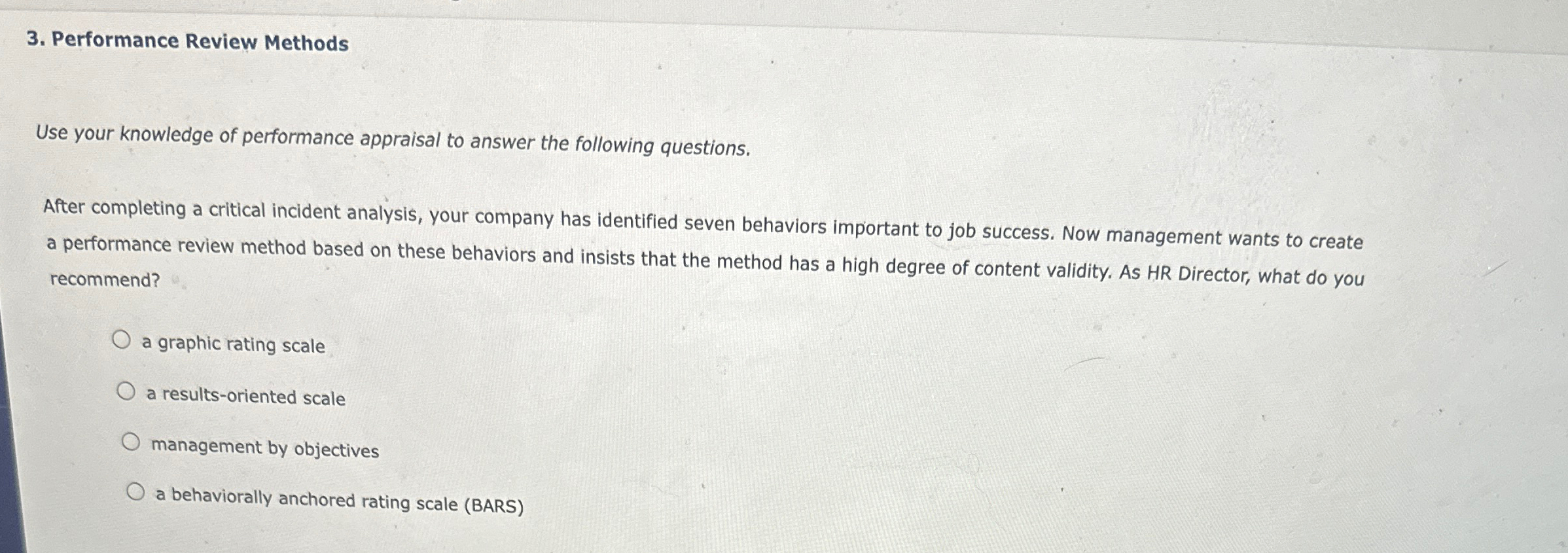 Solved Performance Review MethodsUse your knowledge of | Chegg.com