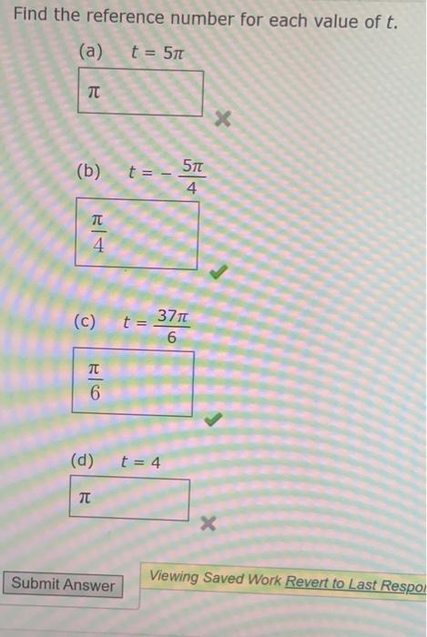 Solved Find the reference number for each value of t. (a) | Chegg.com