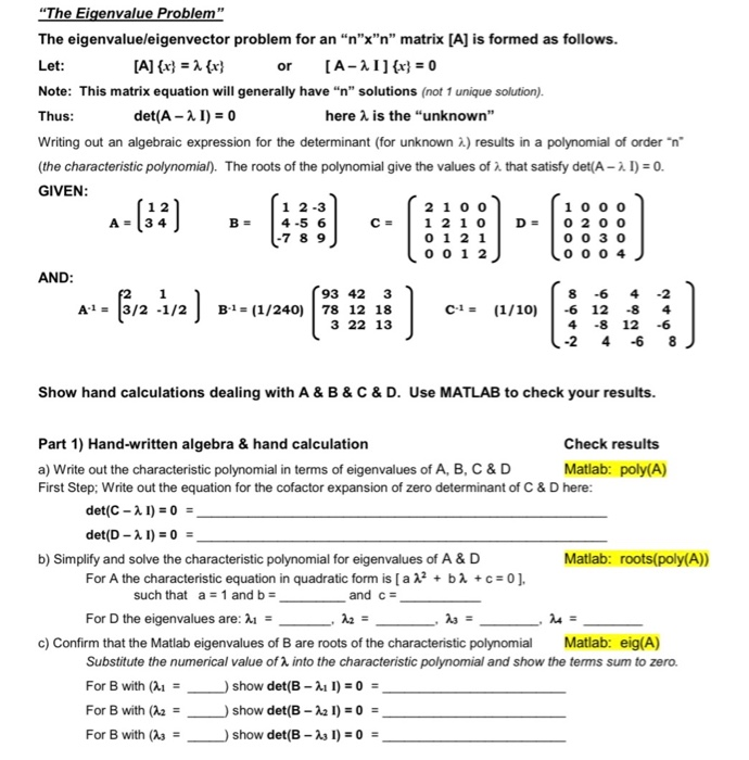 Solved "The Eigenvalue Problem" The eigenvalue/eigenvector | Chegg.com