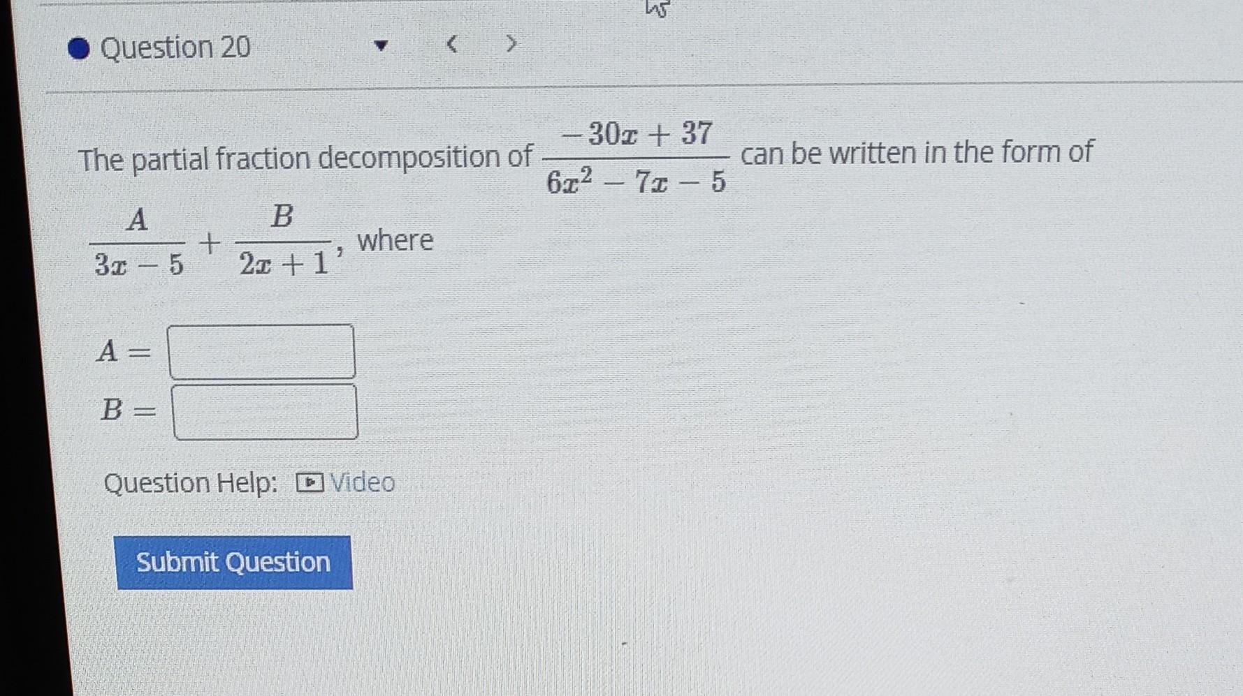 Solved The partial fraction decomposition of x2−416 can be | Chegg.com
