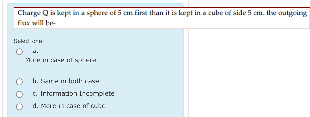 Solved Charge Q ﻿is kept in a sphere of 5 ﻿cm first than it | Chegg.com