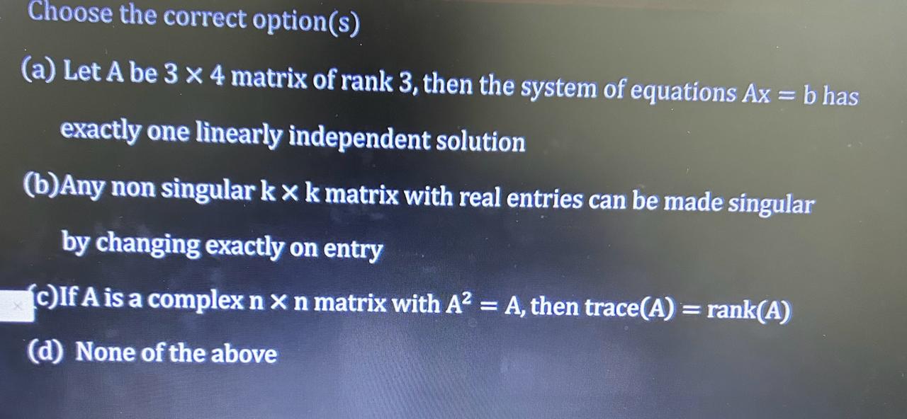Solved explain only option (a) | Chegg.com