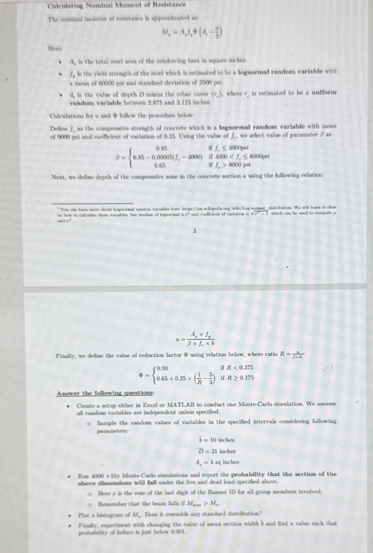 Solved HELP ASAPPP!!!! PLEASE Calculating Nominal Moment of | Chegg.com