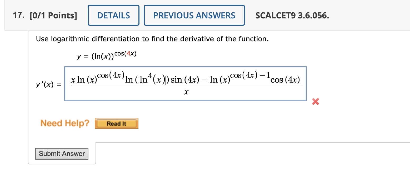 Solved Use logarithmic differentiation to find the | Chegg.com