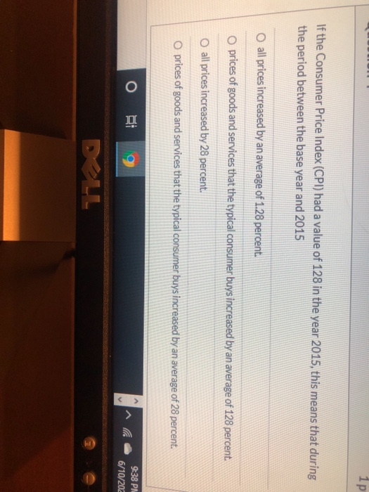 Solved 1p If the Consumer Price Index (CPI) had a value of | Chegg.com