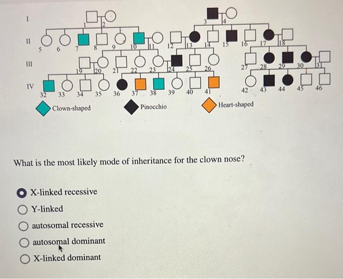 Solved What is the most likely mode of inheritance for the | Chegg.com