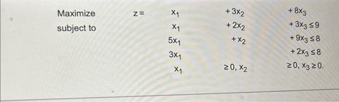 Solved Maximize subject to Z= X1 X1 5X1 3x1 X1 + 3x2 + 2x2 | Chegg.com