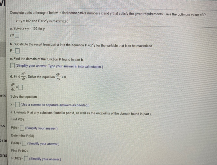 Solved Complete parts a through f below to find nonnegative | Chegg.com
