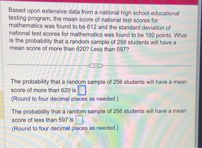 Solved Based upon extensive data from a national high school | Chegg.com
